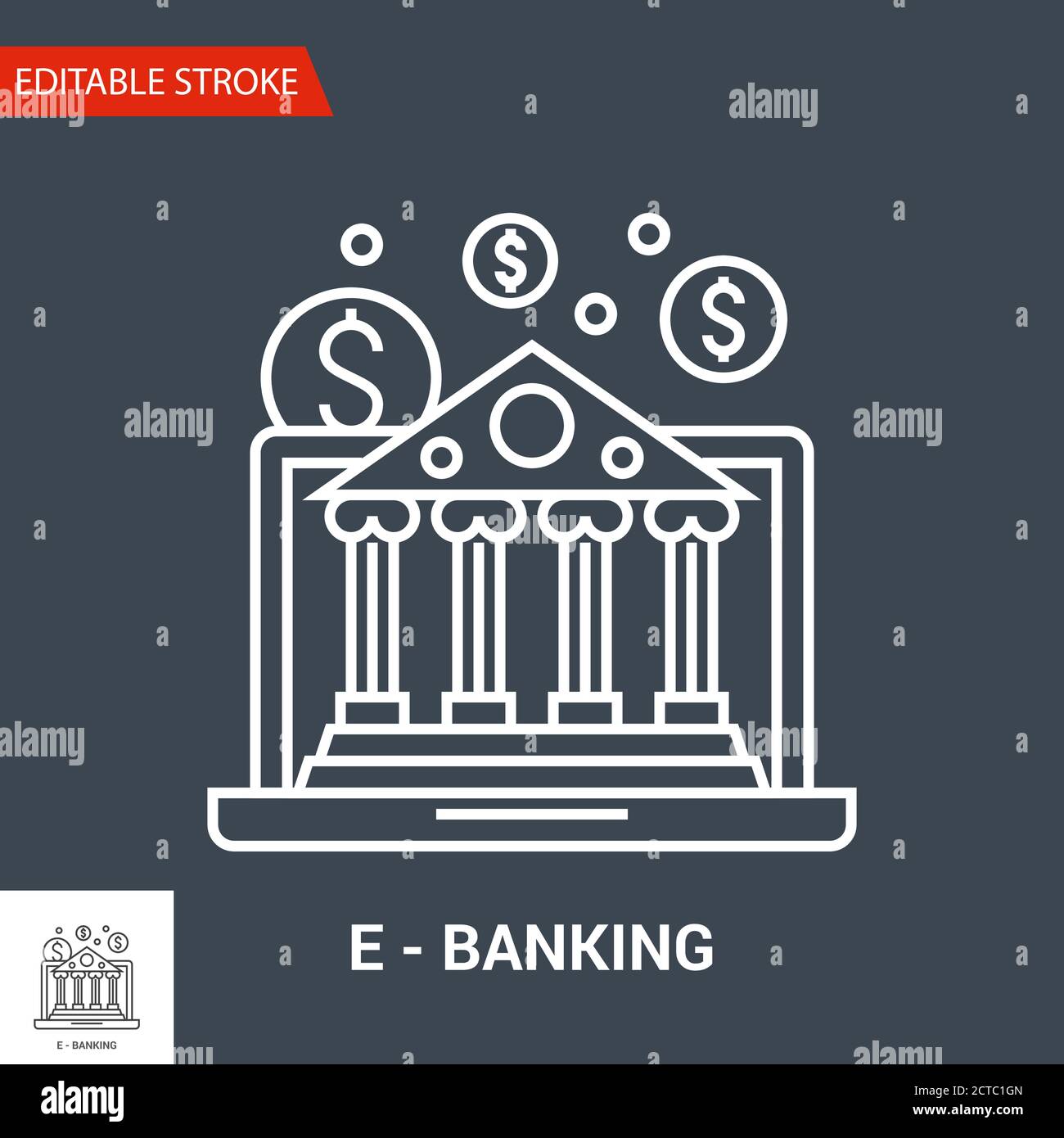 E-Banking Icon. Thin Line Vector Illustration Stock Vector Image & Art ...