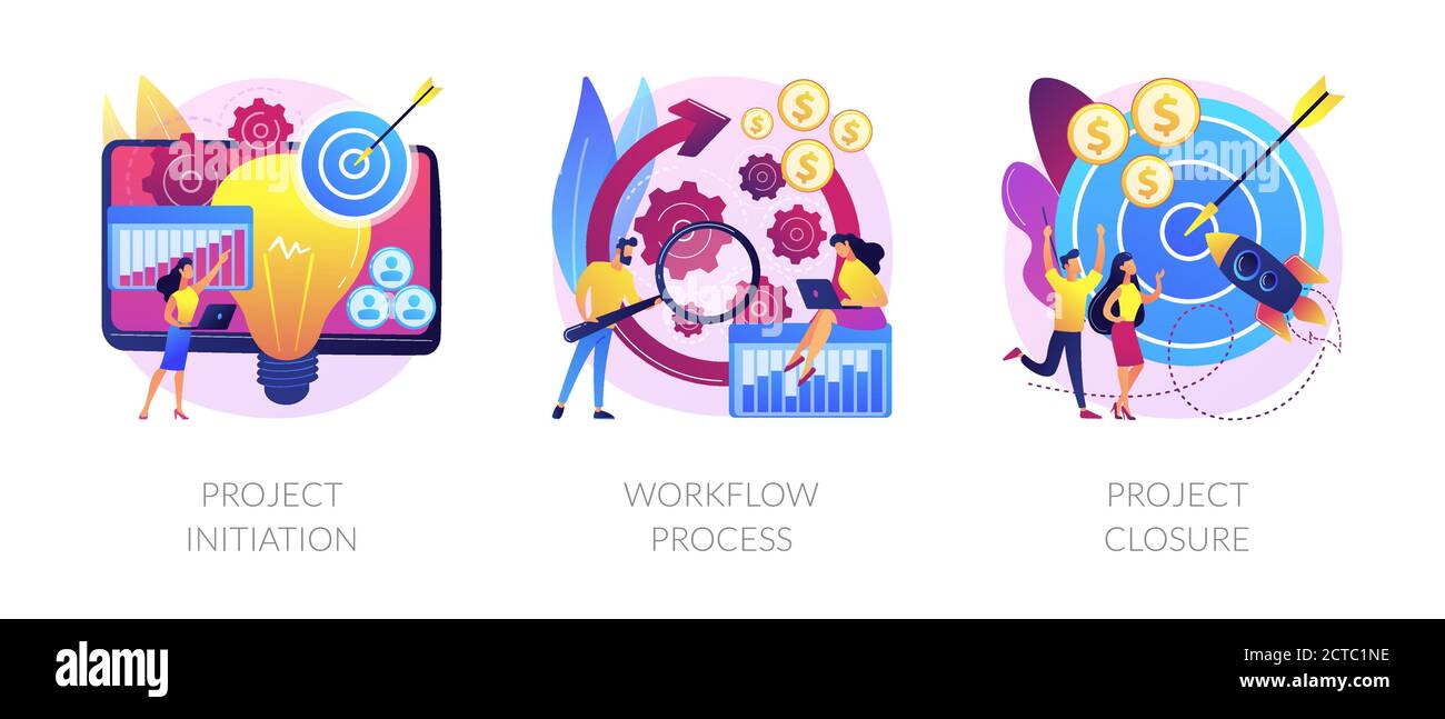 Project implementation abstract concept vector illustrations Stock ...