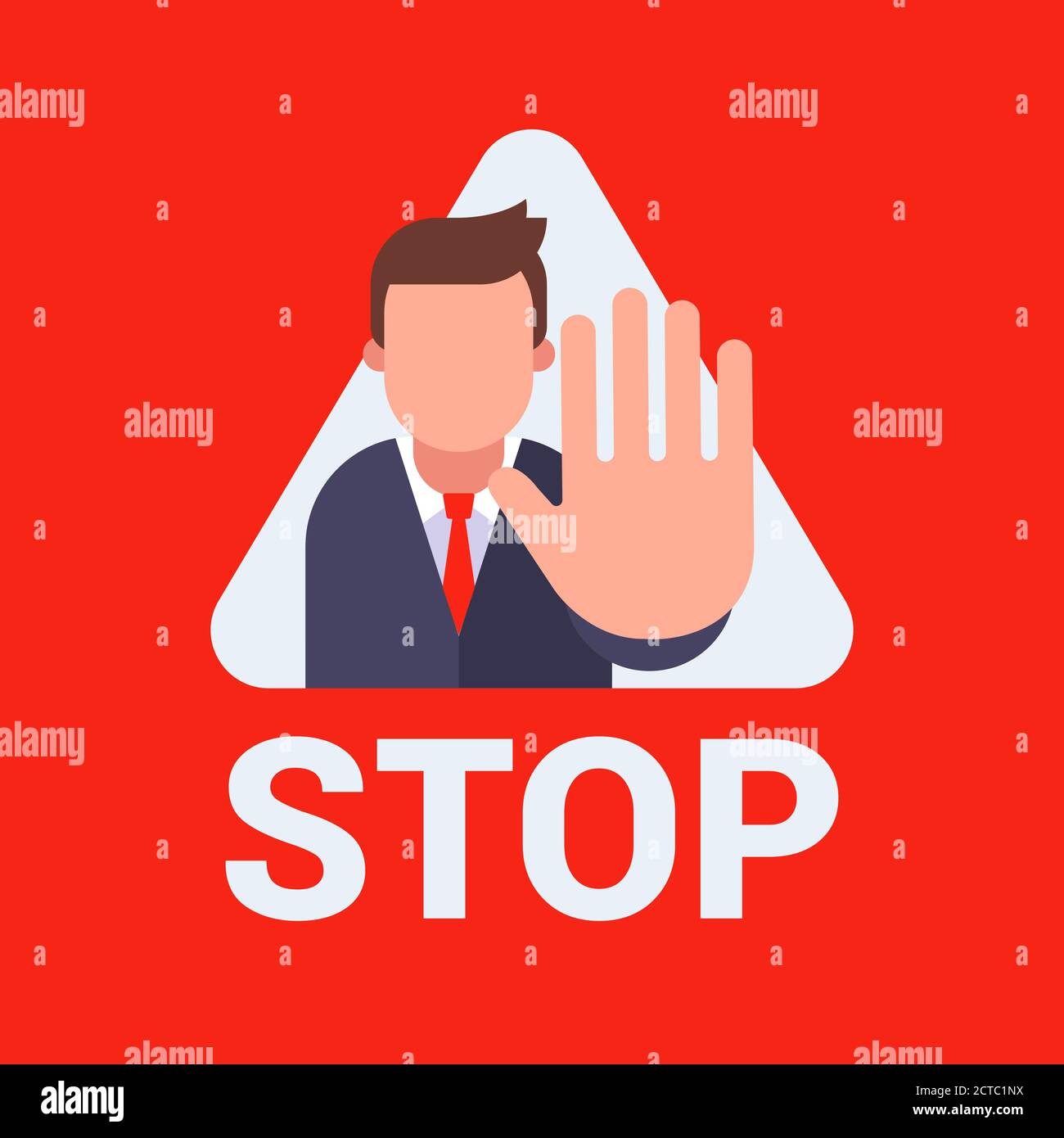 stop sign in a triangle. protected area. restricted area pointer. flat ...