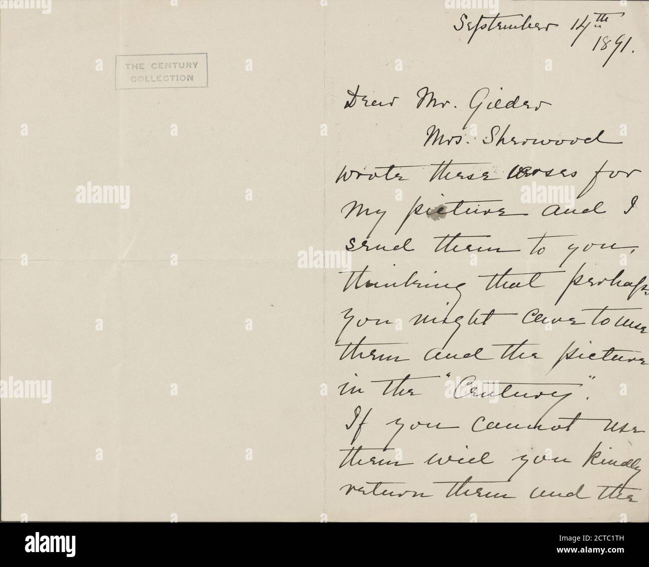 Sherwood, Rosina E, text, Correspondence, 1891 Stock Photo - Alamy