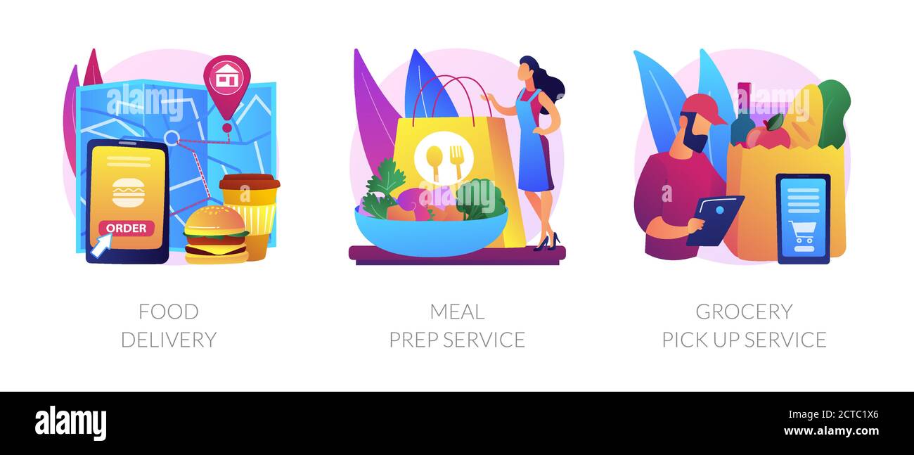 Quarantine food essentials supply abstract concept vector illustrations ...