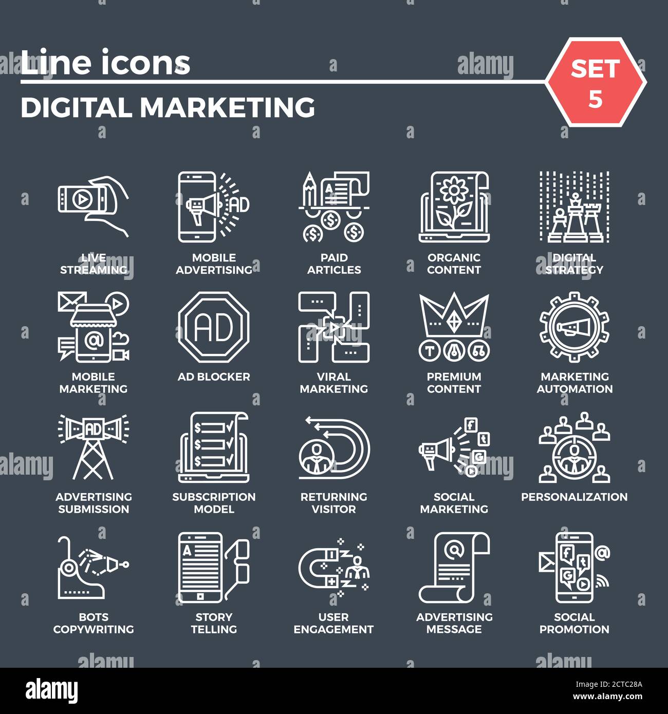 Digital marketing icon set Stock Vector Image & Art - Alamy