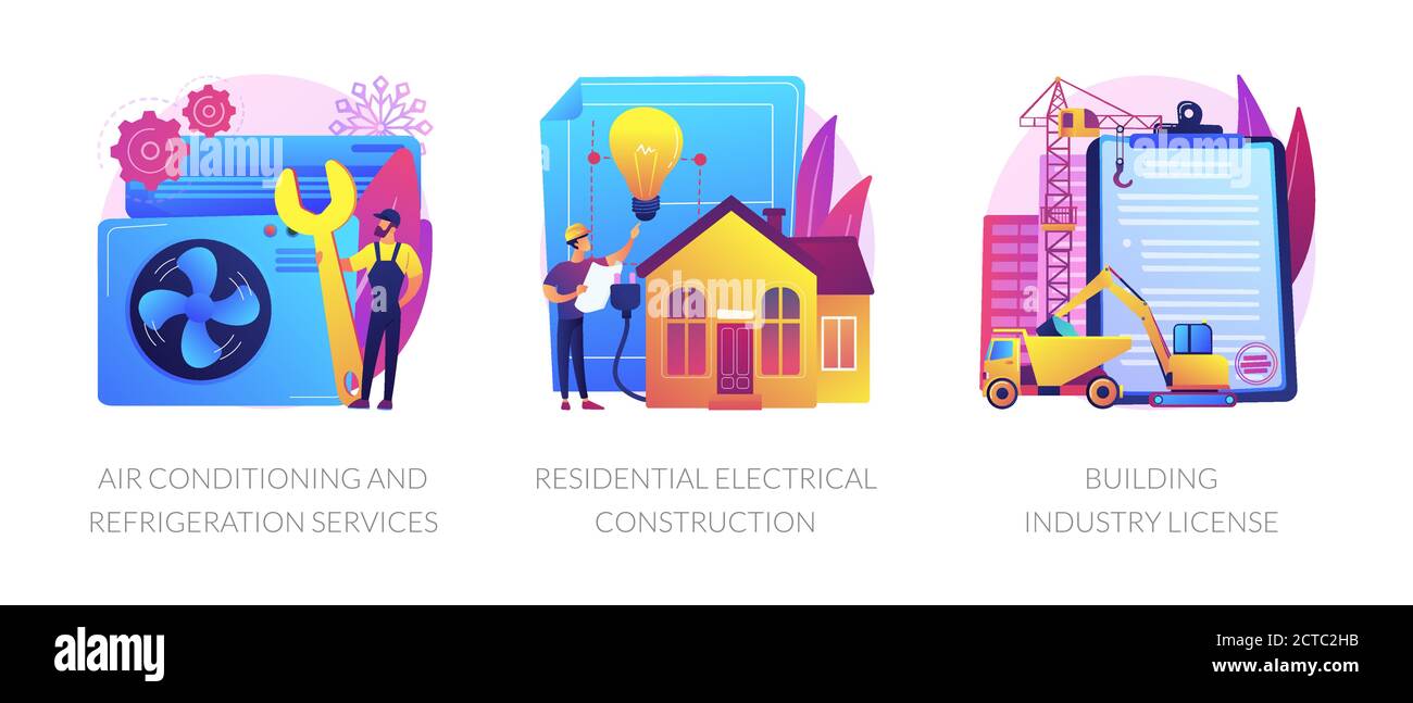 Builder contractor services abstract concept vector illustrations Stock ...