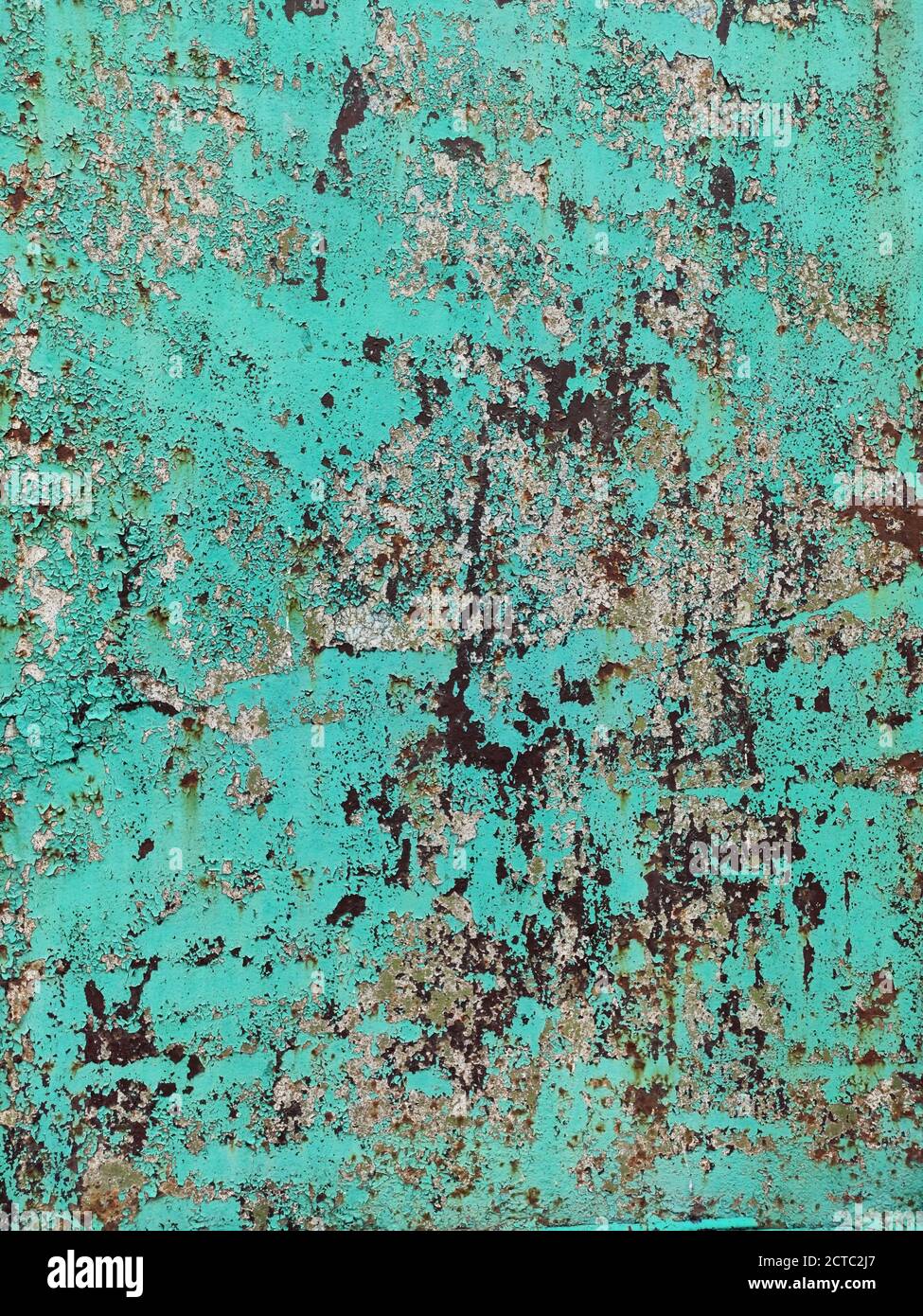 Corroded metal background. Rusted green cyan painted metal wall. Rusty ...