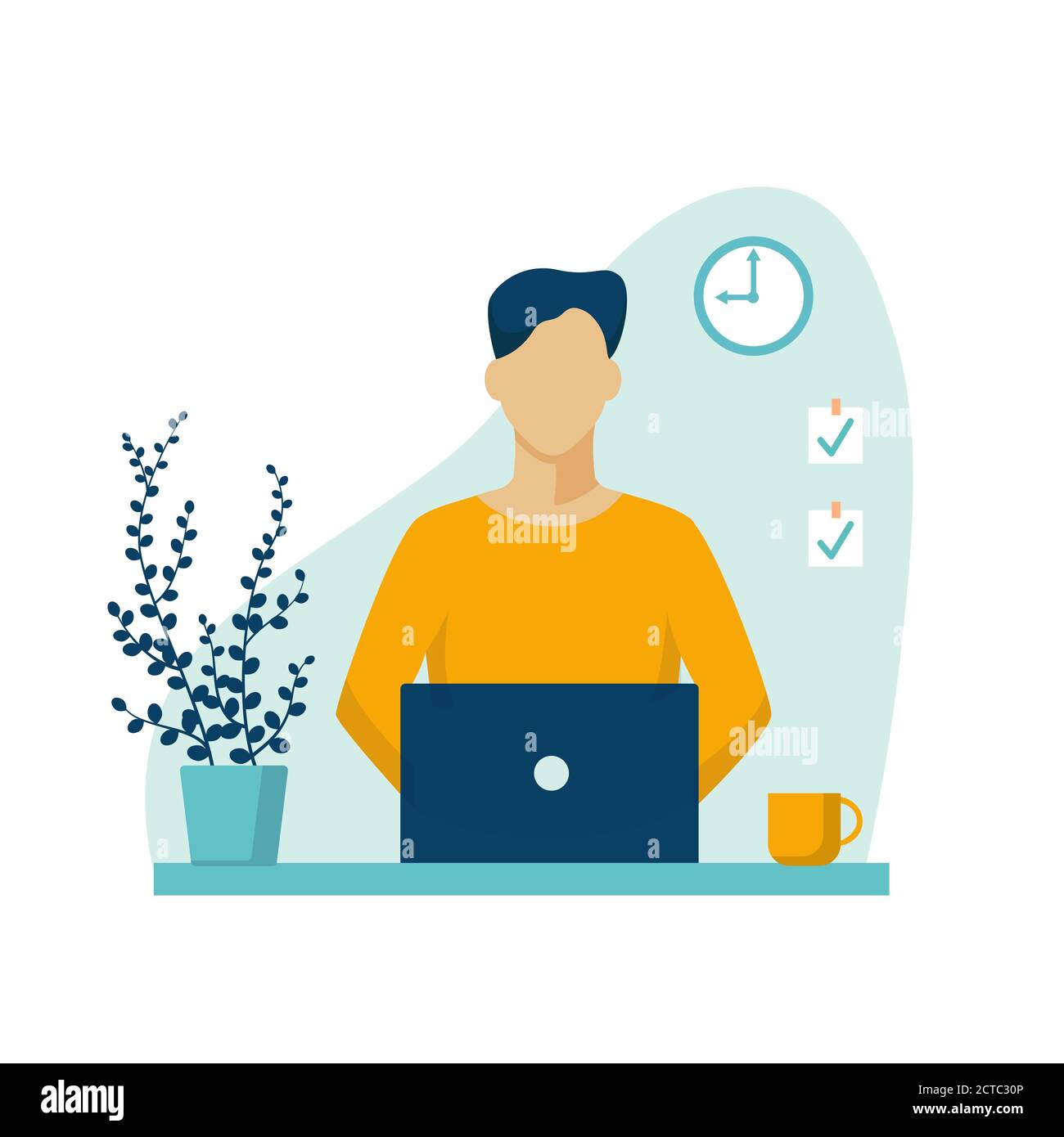 Male worker using notebook Stock Vector Images - Alamy
