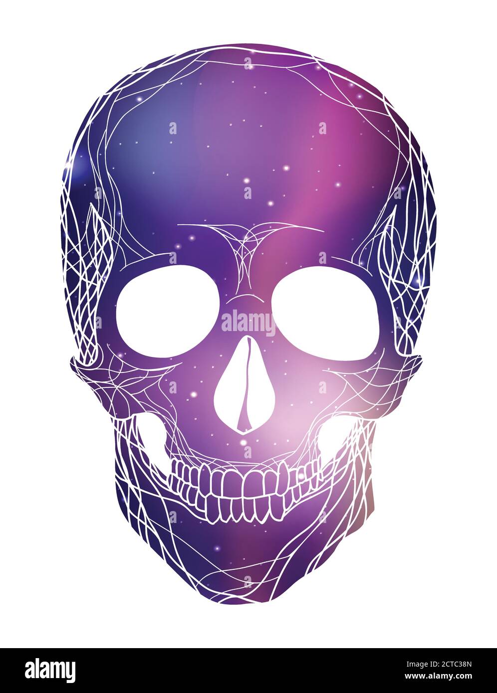Human skull with cosmic background. Cosmos and nebulae. Vector element ...
