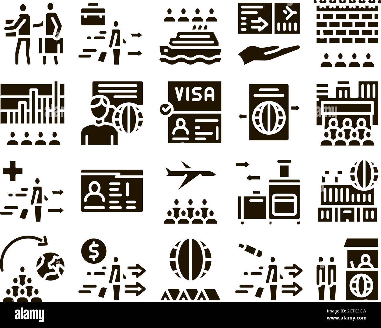 Immigration Refugee Glyph Set Vector Stock Vector Image & Art - Alamy