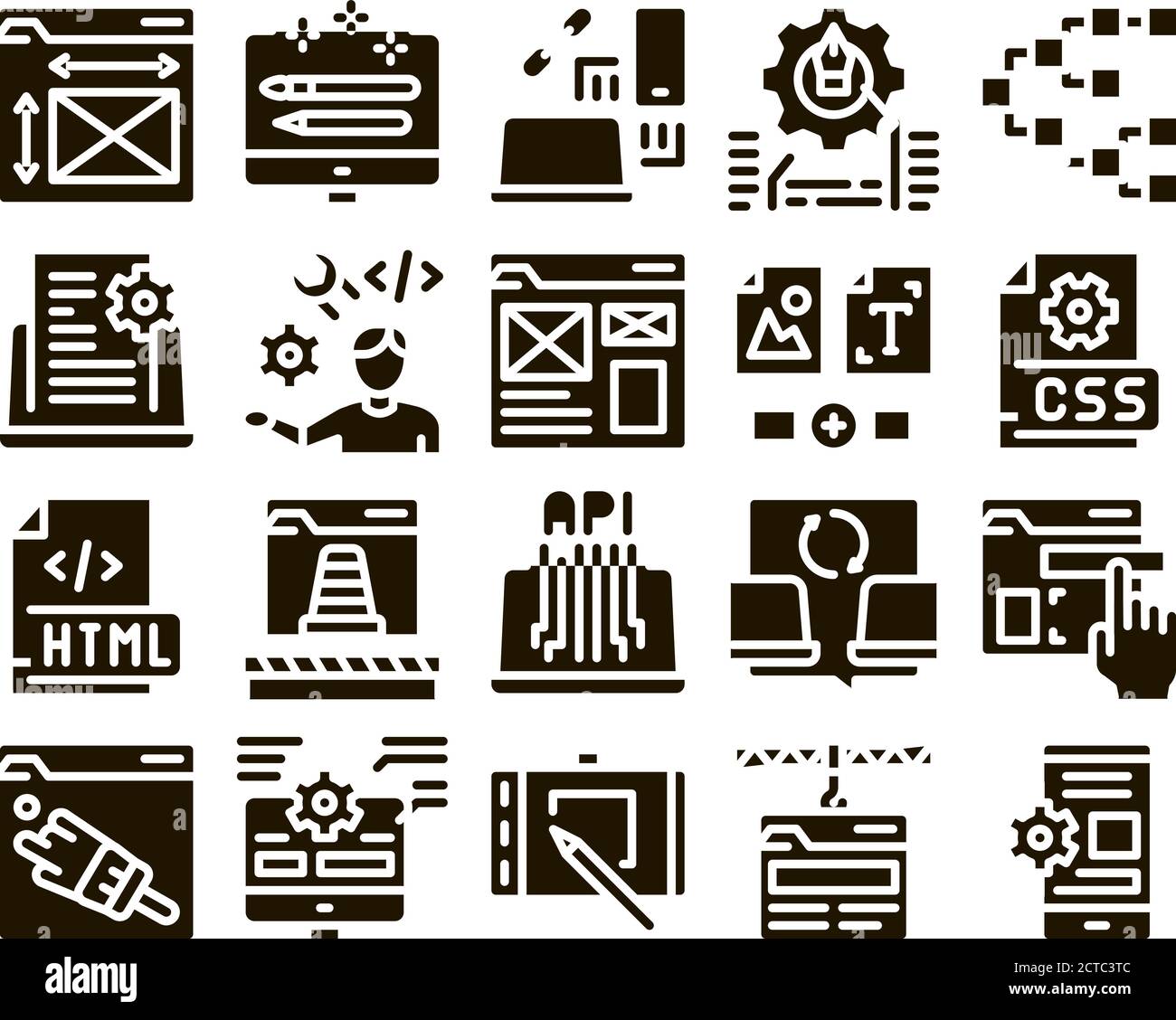 Front End Development Glyph Set Vector Stock Vector Image & Art - Alamy