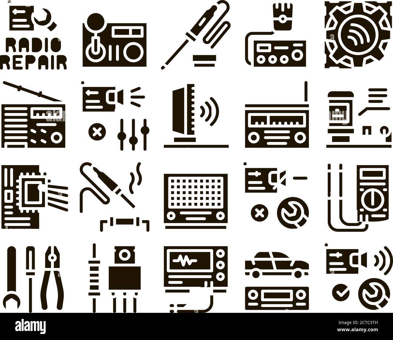 Radio Repair Service Glyph Set Vector Stock Vector Image & Art - Alamy