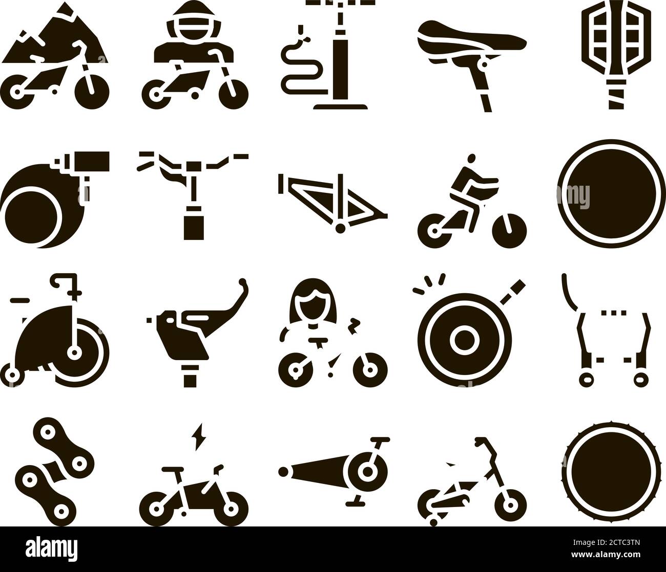 Bicycle Bike Details Glyph Set Vector Stock Vector Image & Art - Alamy