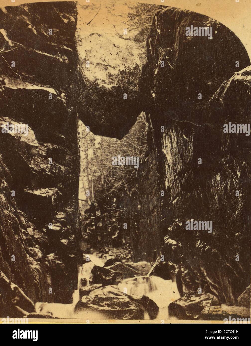 Boulder in the Flume., Hatch, W. I., Canyons, Boulders, New Hampshire ...