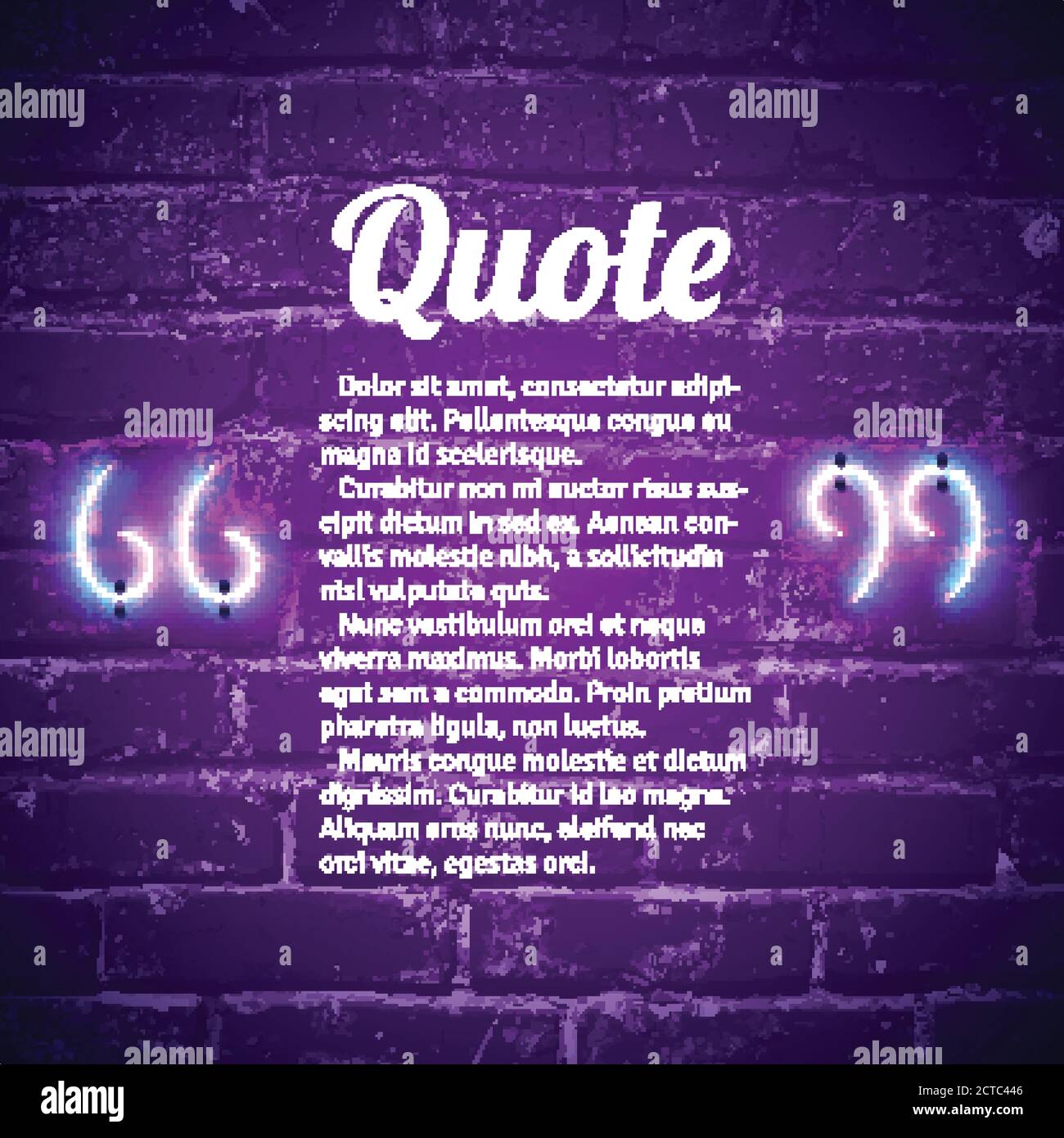 Retro neon glowing quote marks frame on the wall Stock Vector Image ...