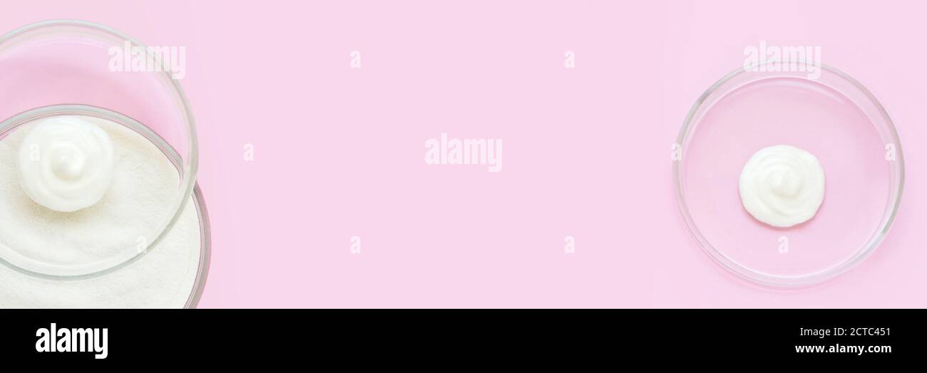 Collagen white powder. Pastel color background. Health product Stock ...