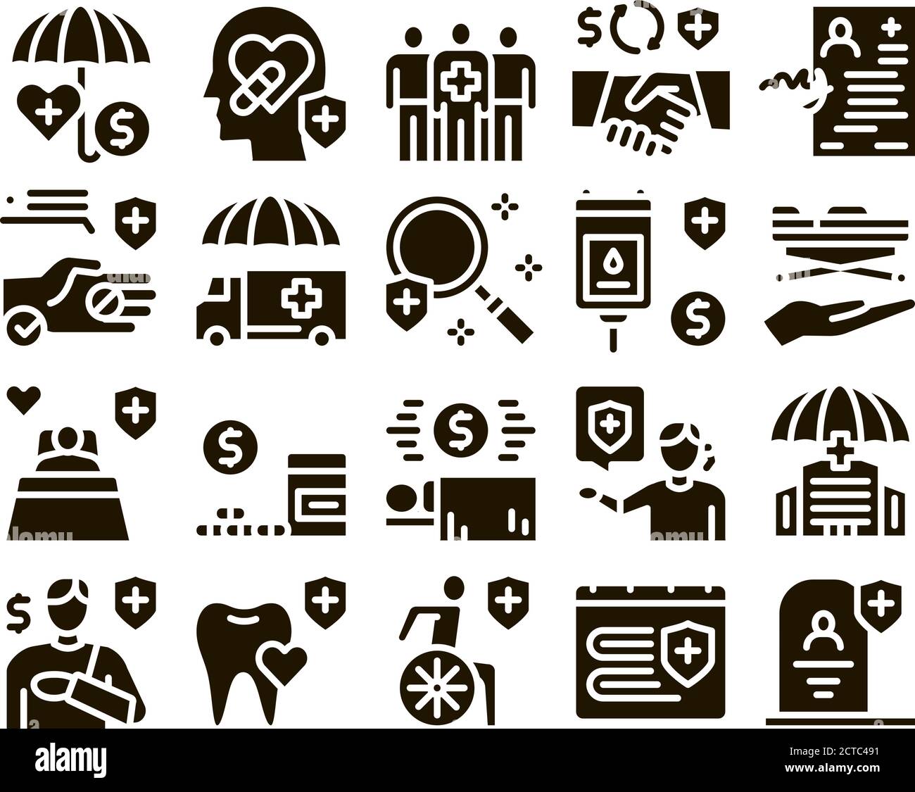 Health Insurance Care Glyph Set Vector Stock Vector Image & Art - Alamy