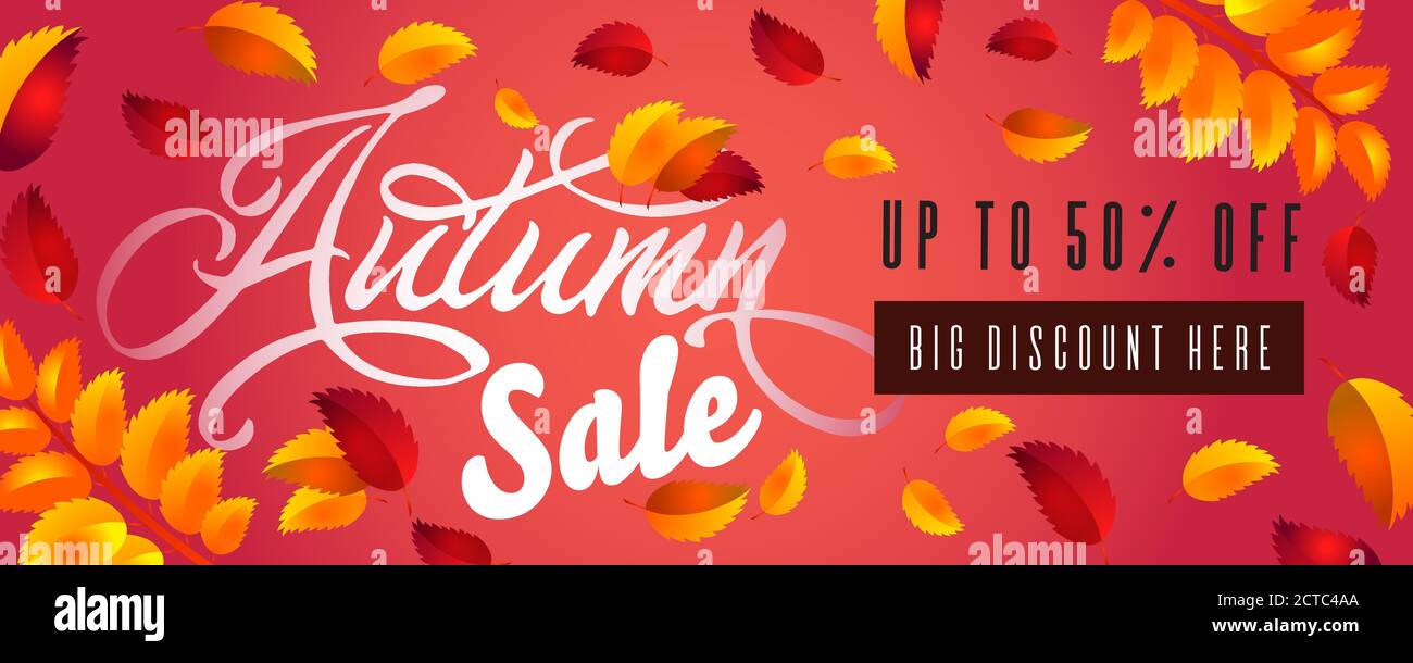 Collection of autumn sale and other typography banner template. Bright ...