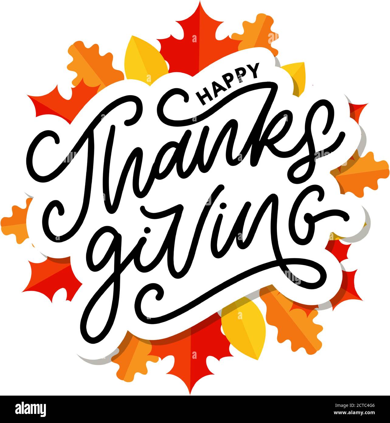 happy thanksgiving lettering calligraphy text brush vector Stock Vector ...