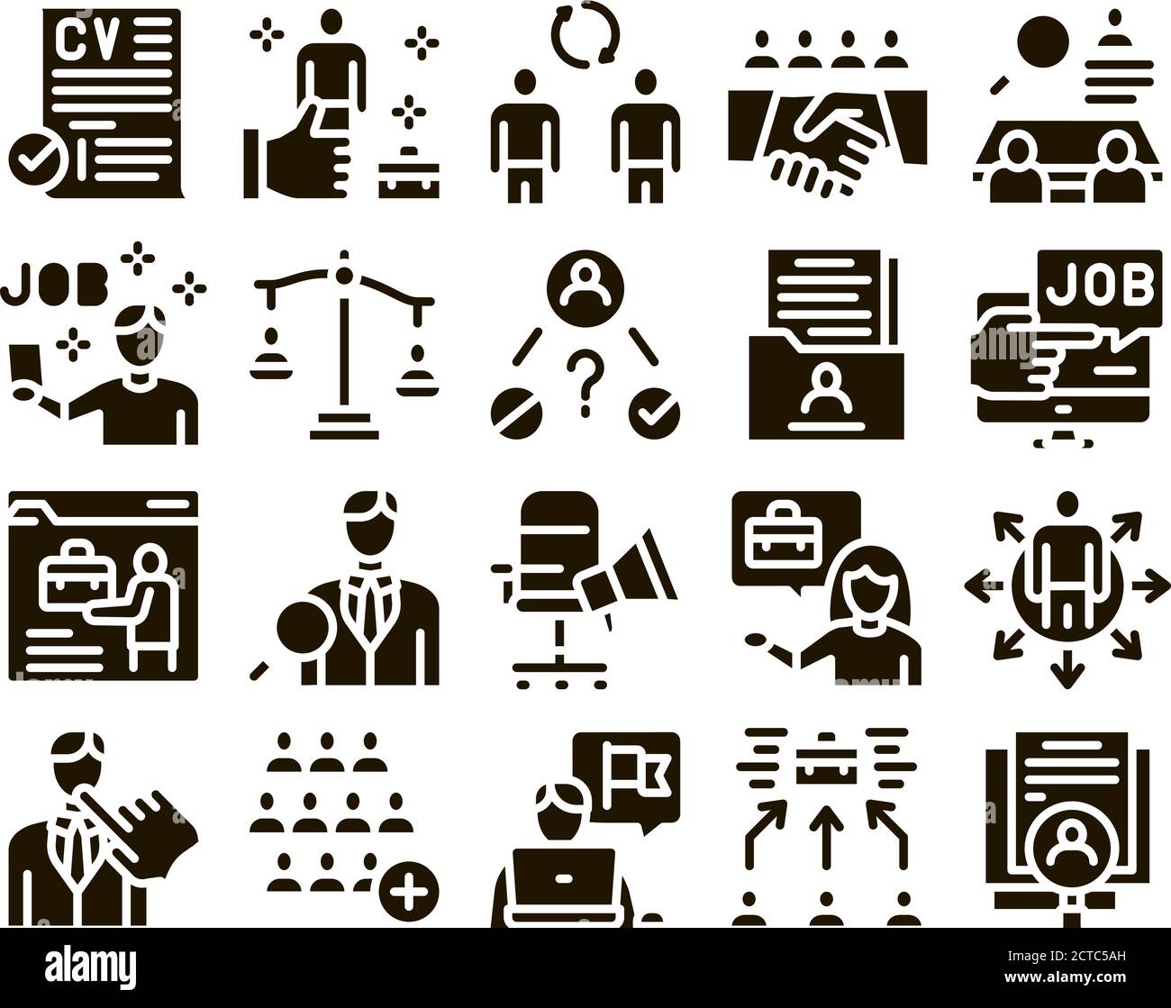 Recruitment And Research Employee Icons Set Vector Stock Vector Image ...