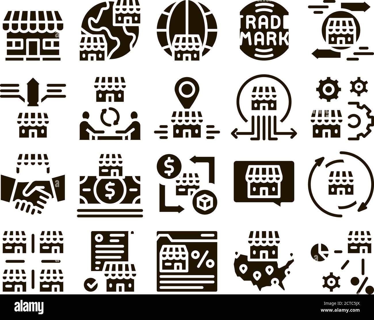 Franchise Business Glyph Set Vector Stock Vector Image & Art - Alamy