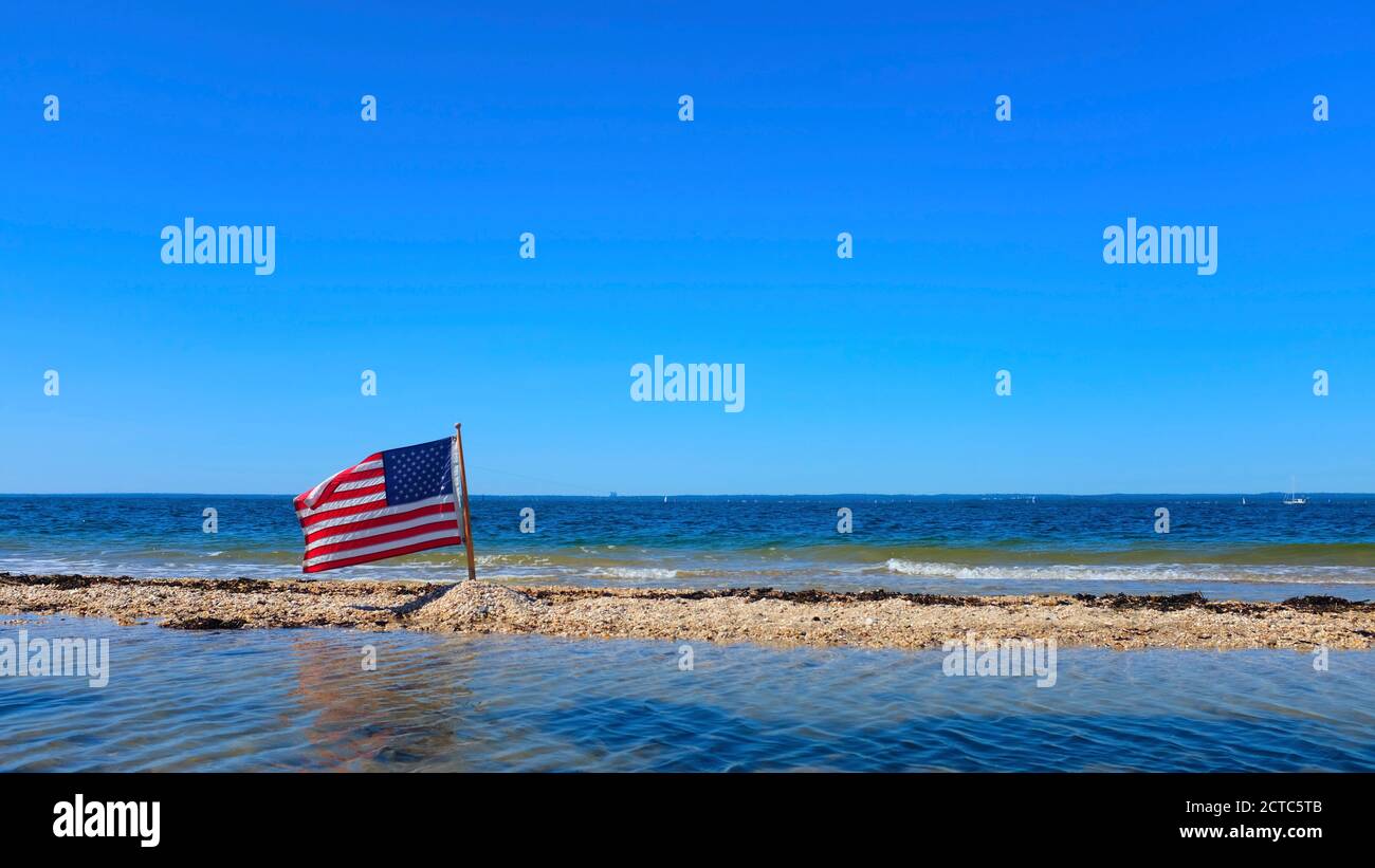 Usa flag waving on beach hi-res stock photography and images - Alamy