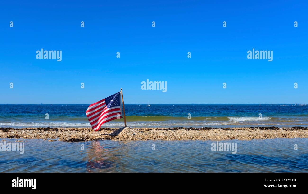 Usa flag waving on beach hi-res stock photography and images - Alamy
