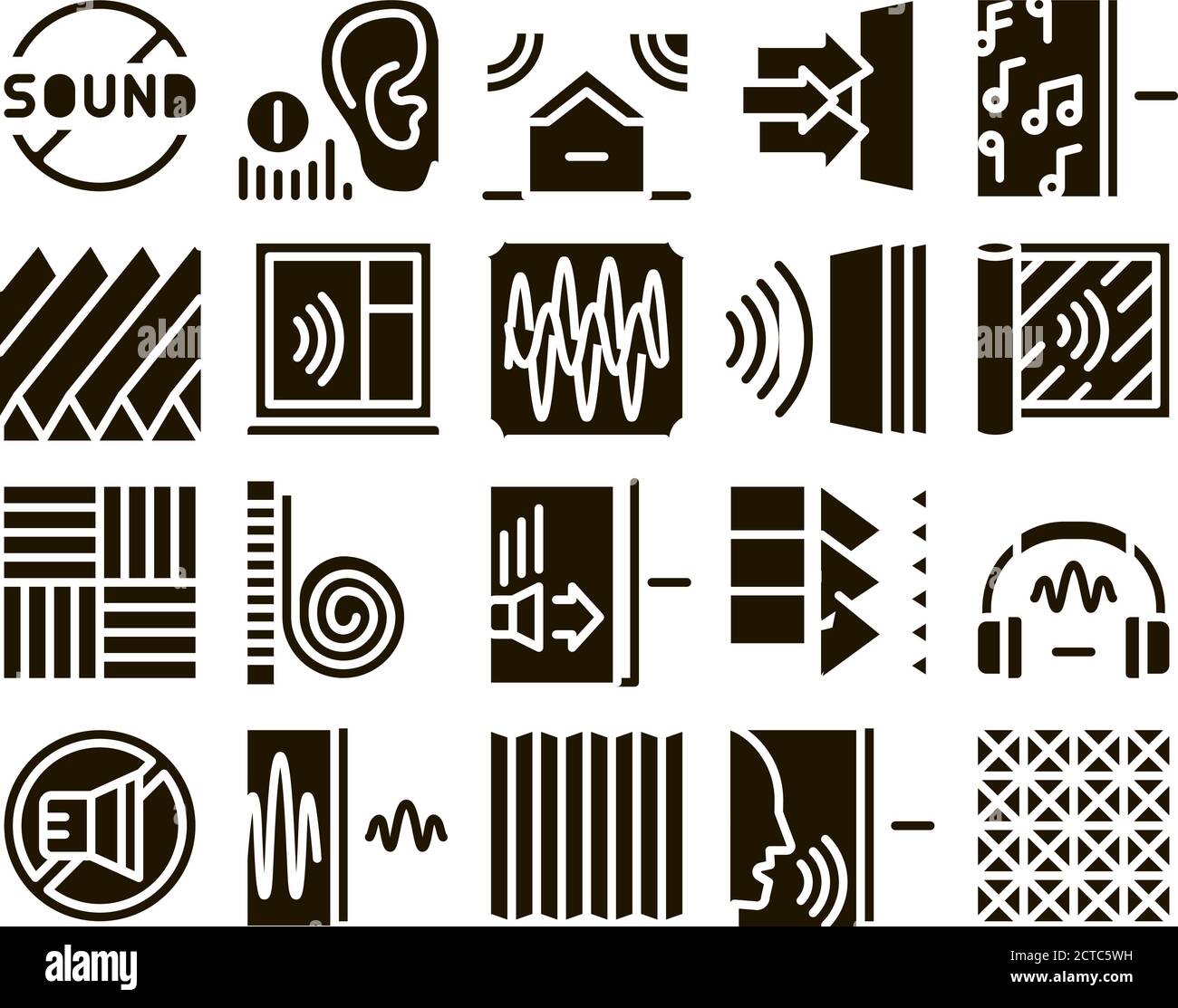 Soundproofing Building Material Icons Set Vector Stock Vector Image ...