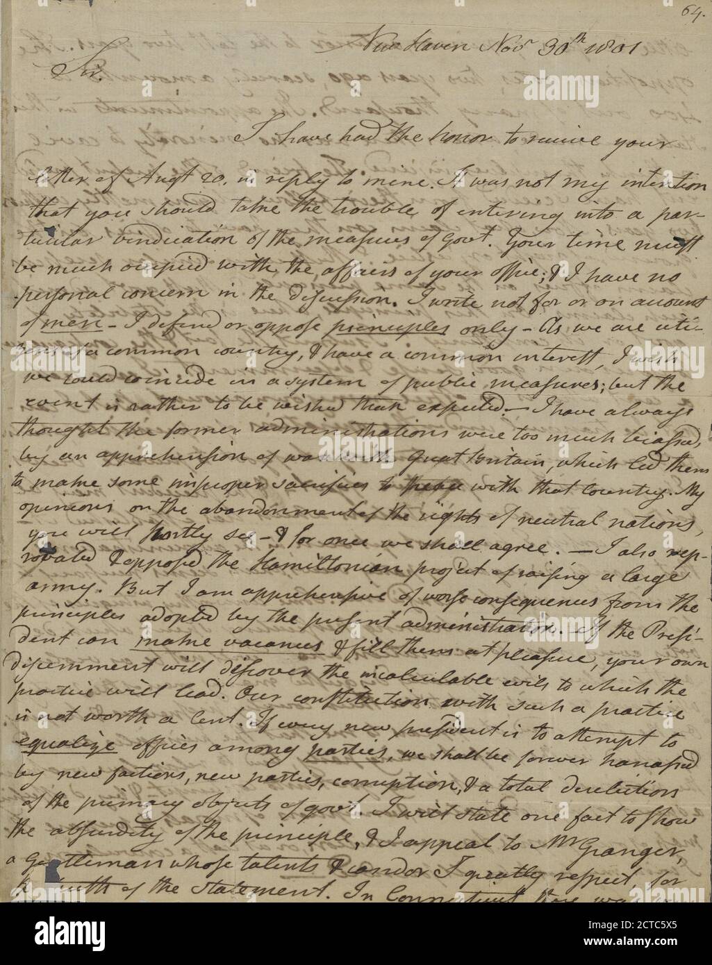 Letter from Noah Webster, text, Correspondence, 1801, Webster, Noah ...