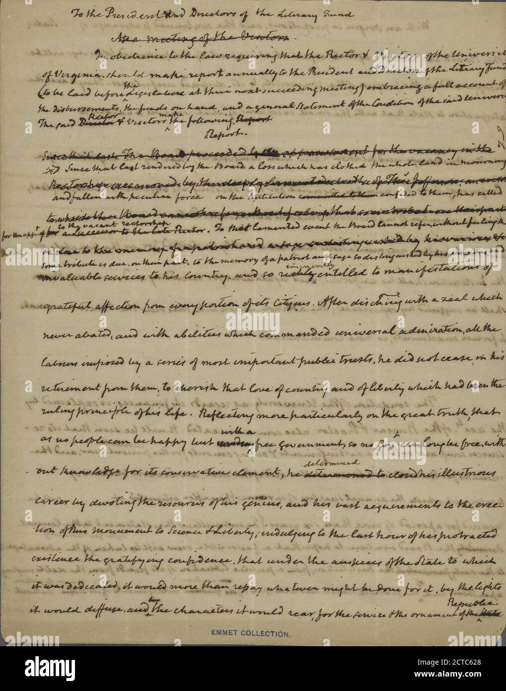 Draft of a letter to the President and Directors of the Literary Fund ...