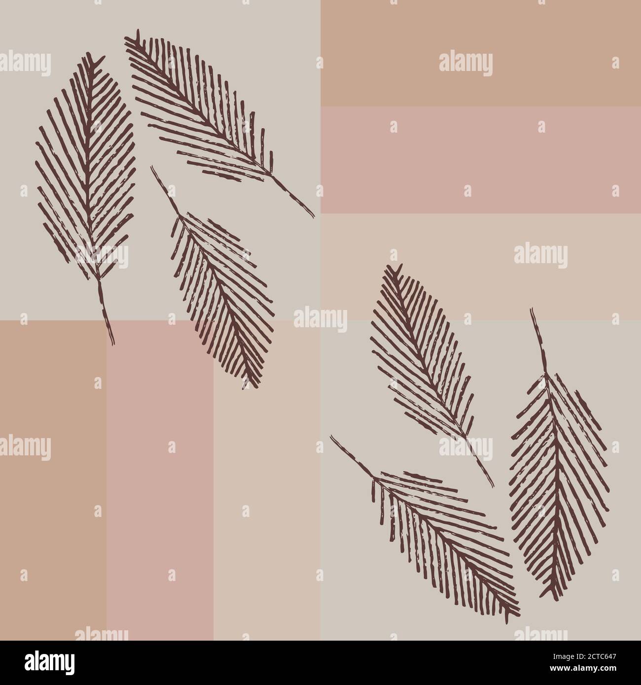 Mono print style scattered leaves seamless vector pattern background ...