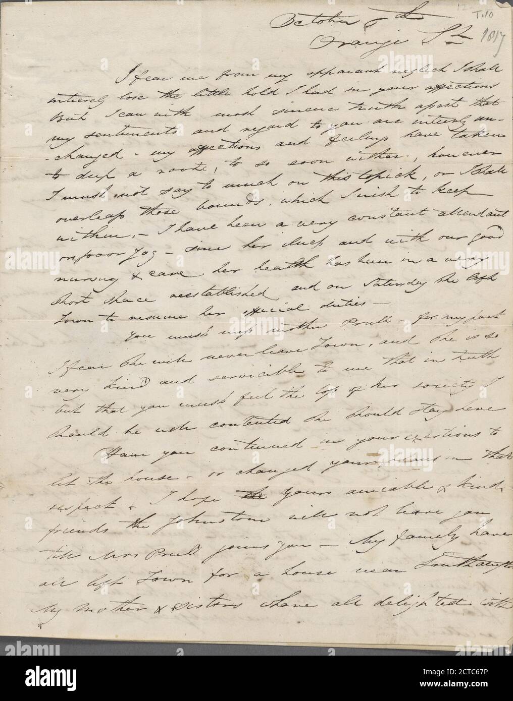 Autograph letter signed to Augusta White, 6 October 1817, text ...