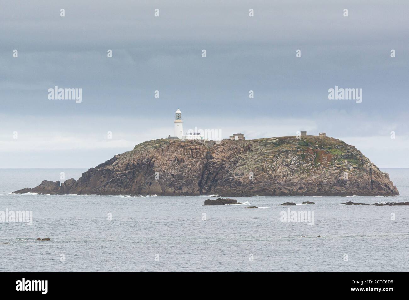 Round Island Lighthouse in the Isles of Scilly, UK Stock Photo - Alamy