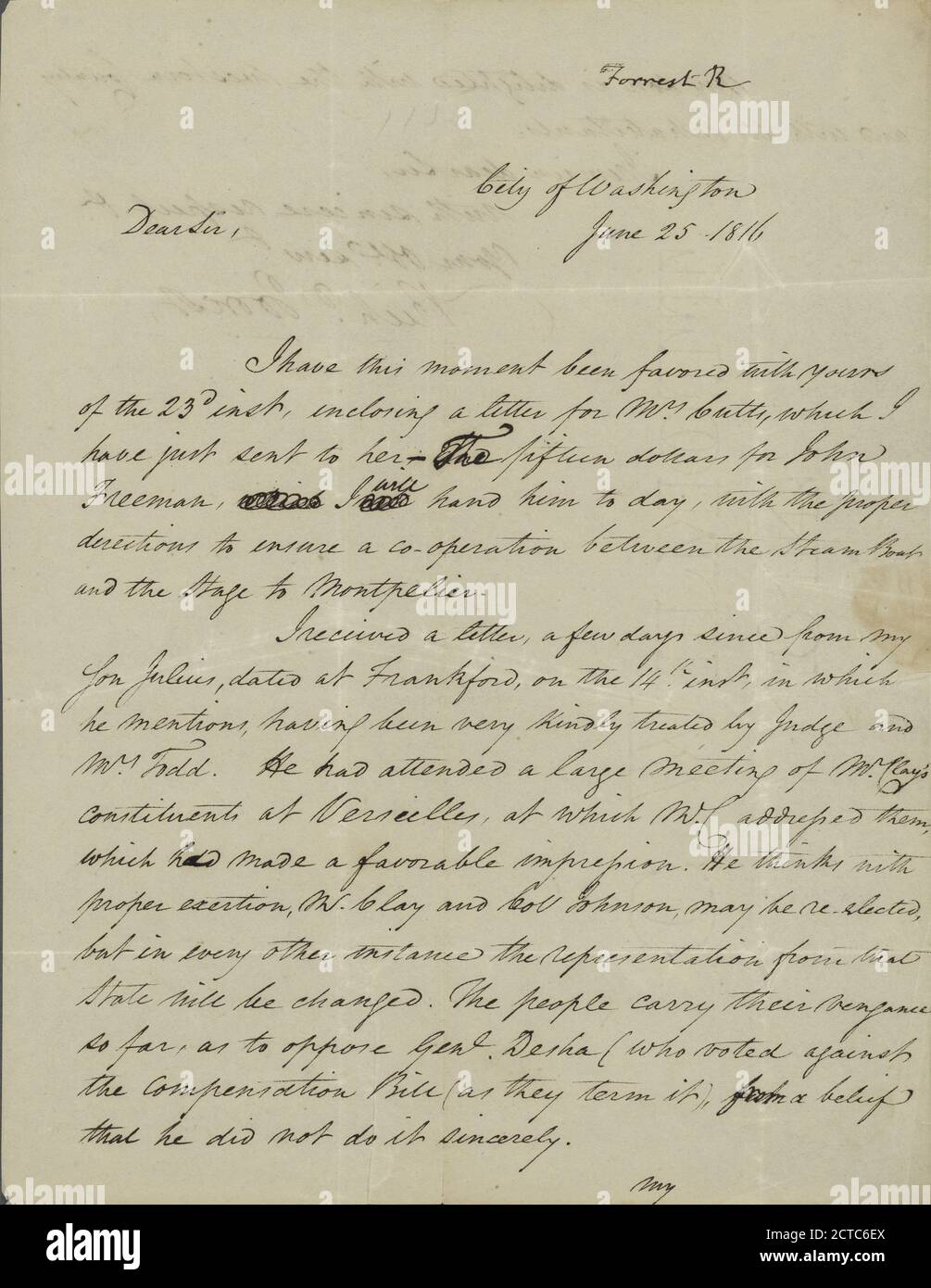1816 letter hi-res stock photography and images - Alamy