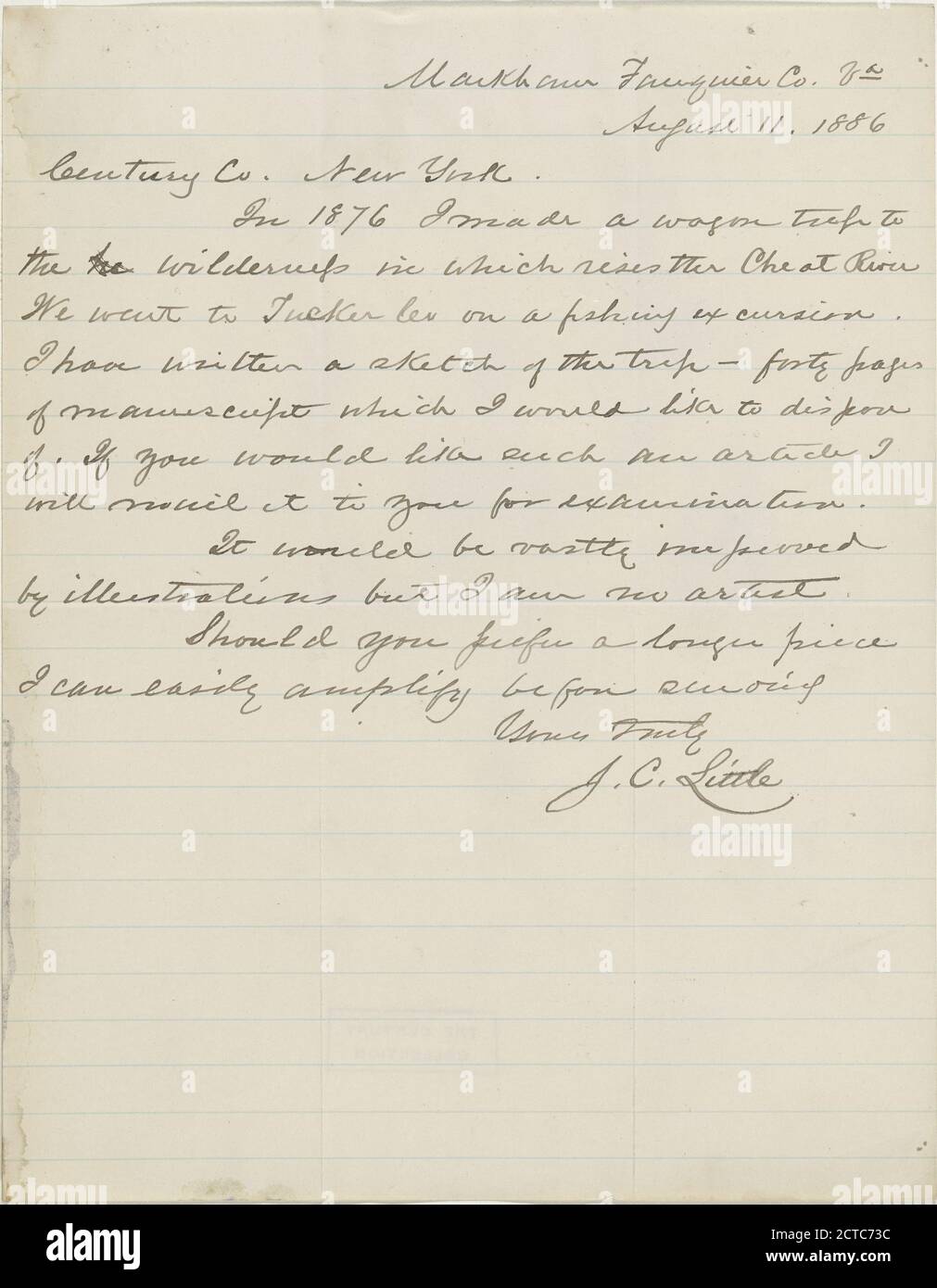 Little, J.C, text, Correspondence, 1886 Stock Photo - Alamy