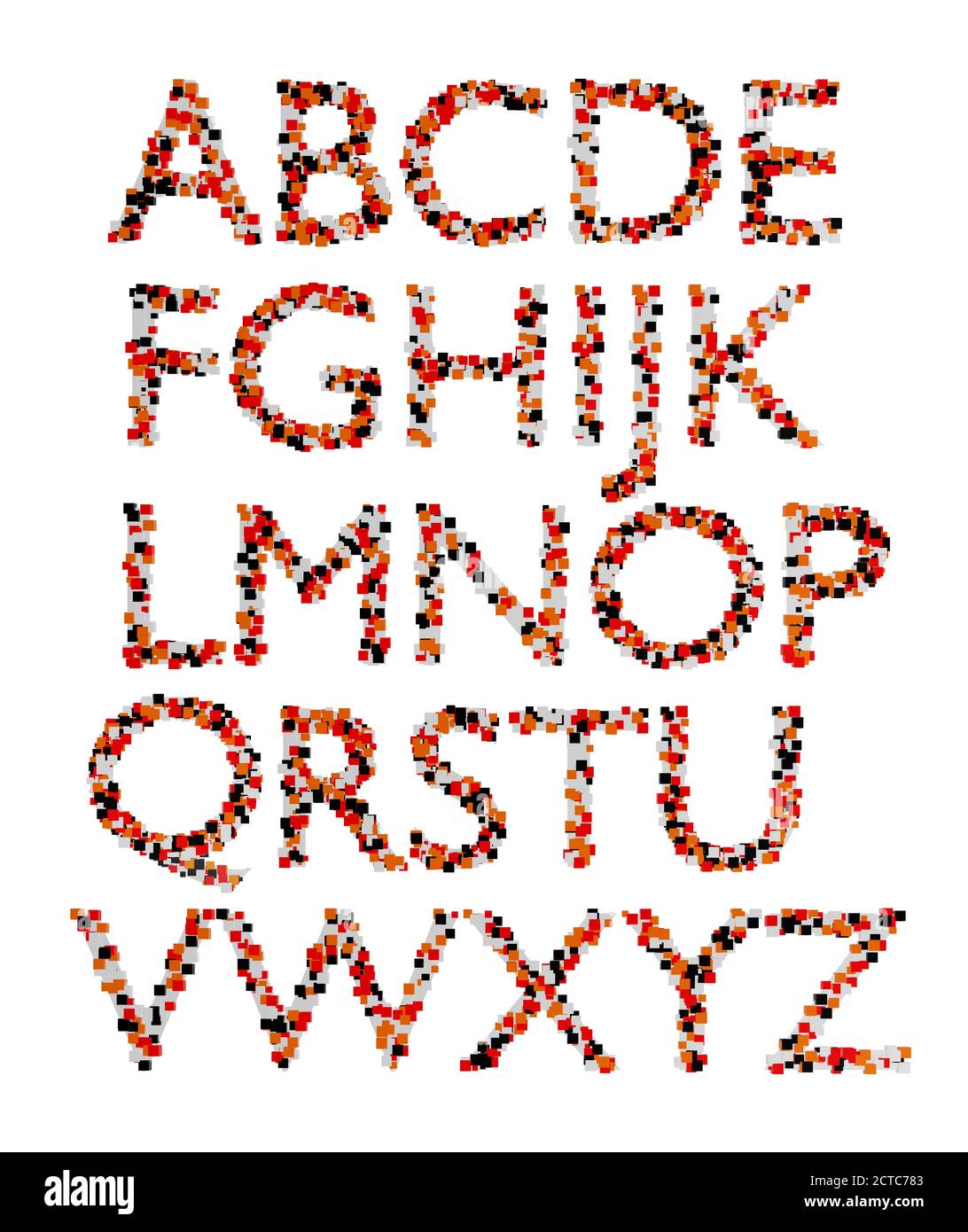 3d render alphabet capital letters from colored cubes to design a title ...