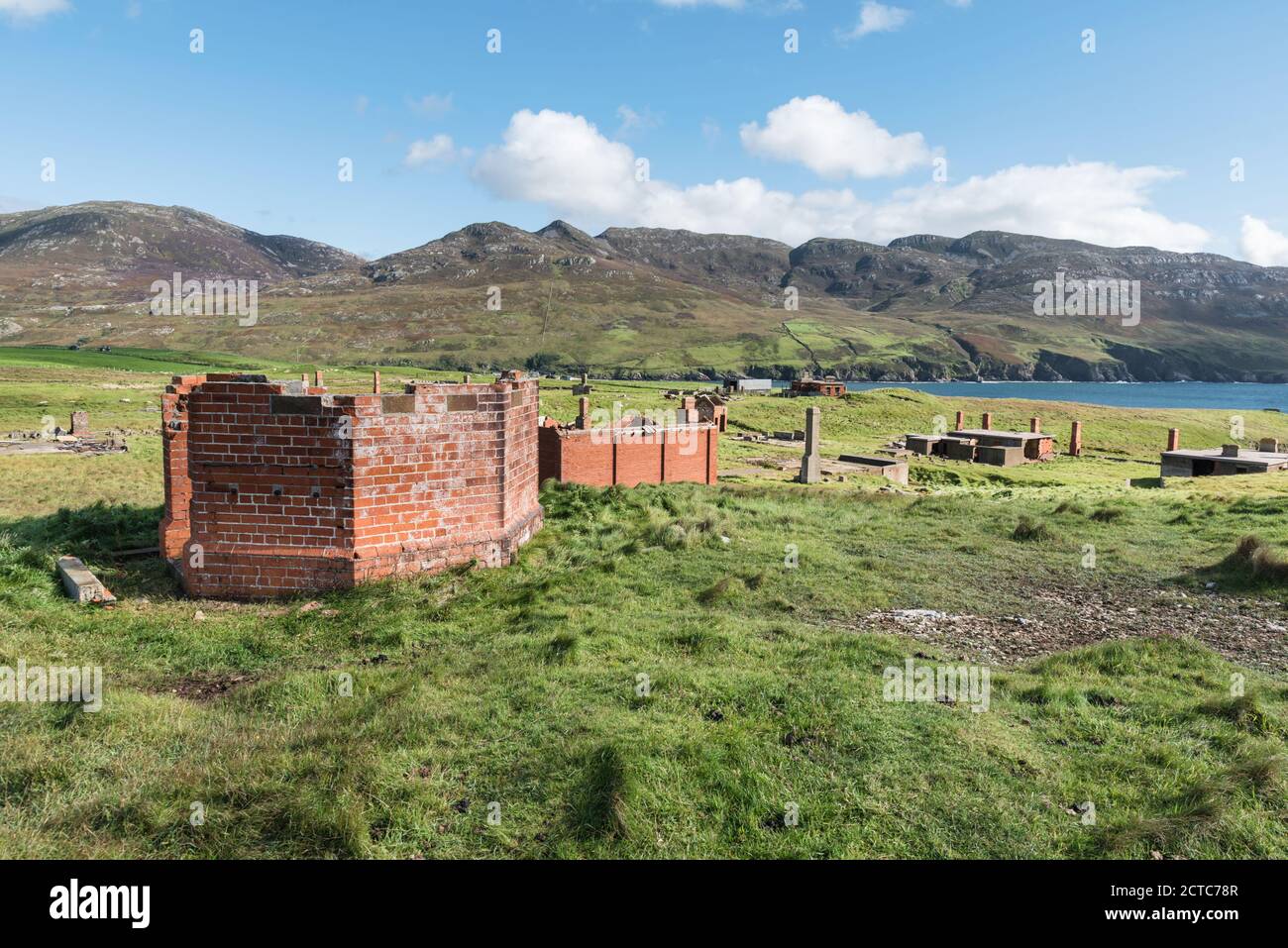 The ruins of Lenan Head fort on the north coast of County Donegal ...