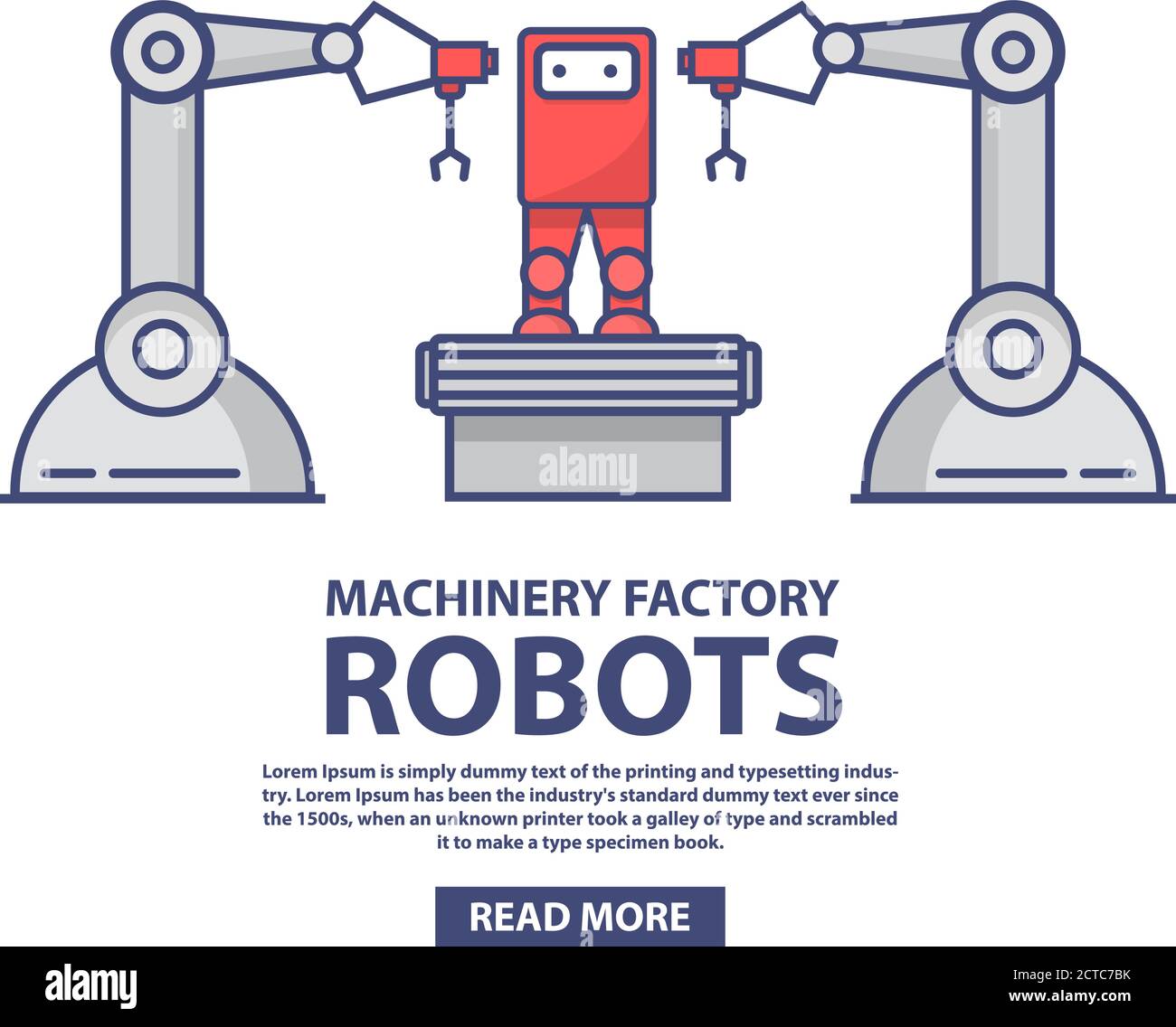 The Conveyor Robotic Arms Automated Line Factory Assembly Of Robots Stock Vector Image And Art Alamy