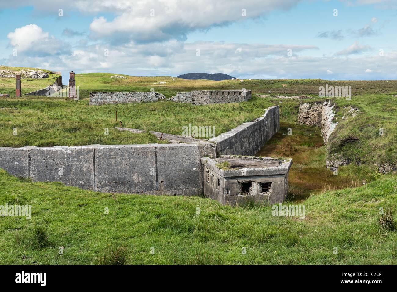 The ruins of Lenan Head fort on the north coast of County Donegal ...