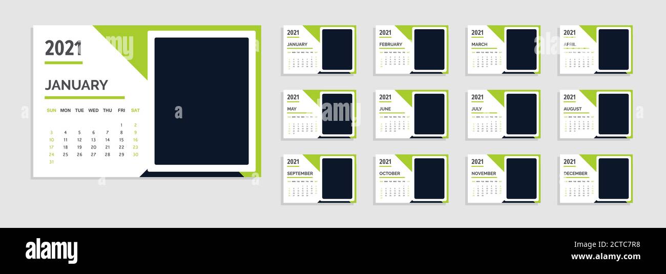 colorful gradient Desk calendar design for 2021 Stock Vector Image ...