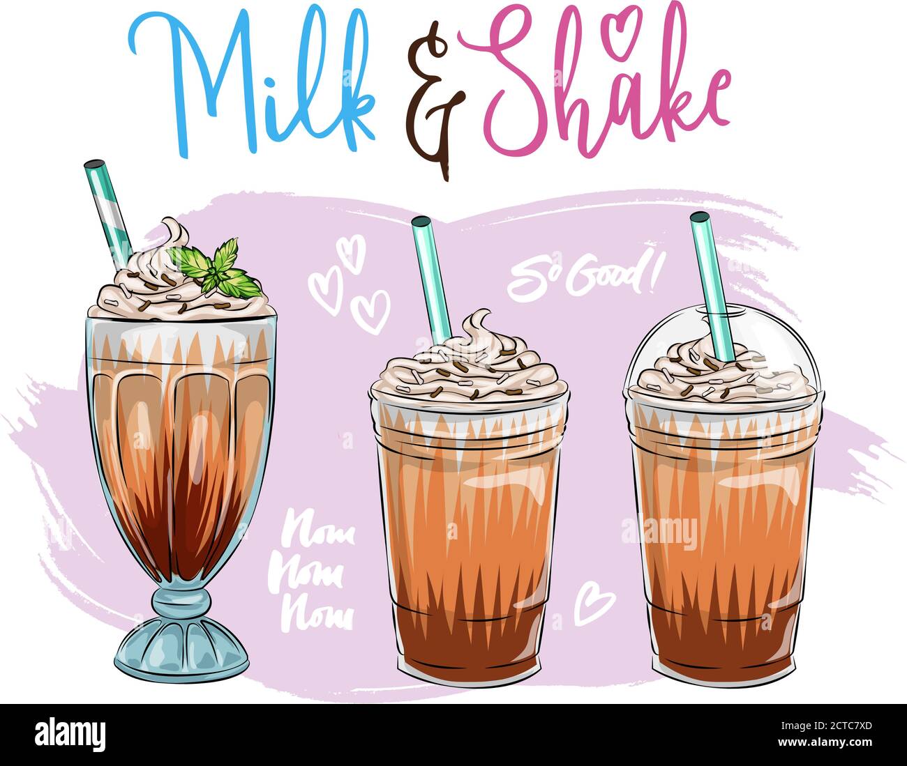 Strawberry milkshake on white Stock Vector Images - Alamy