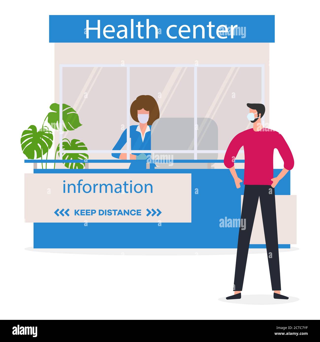 Vector illustration Health center. Reception room at clinic ...