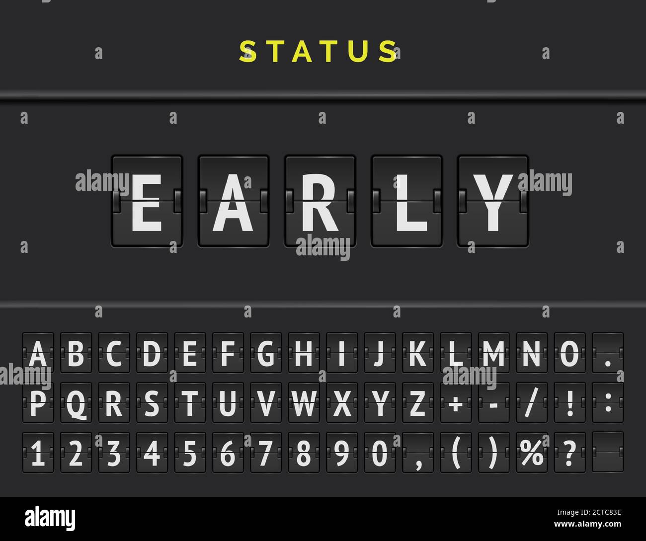 Analog airport flip board with info of departure flight status that ...