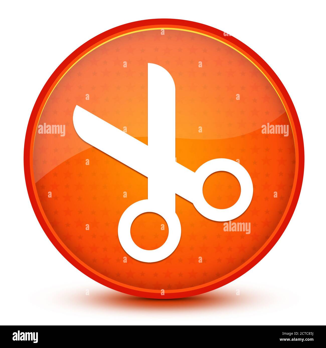Scissors aesthetic glossy orange round button abstract illustration ...