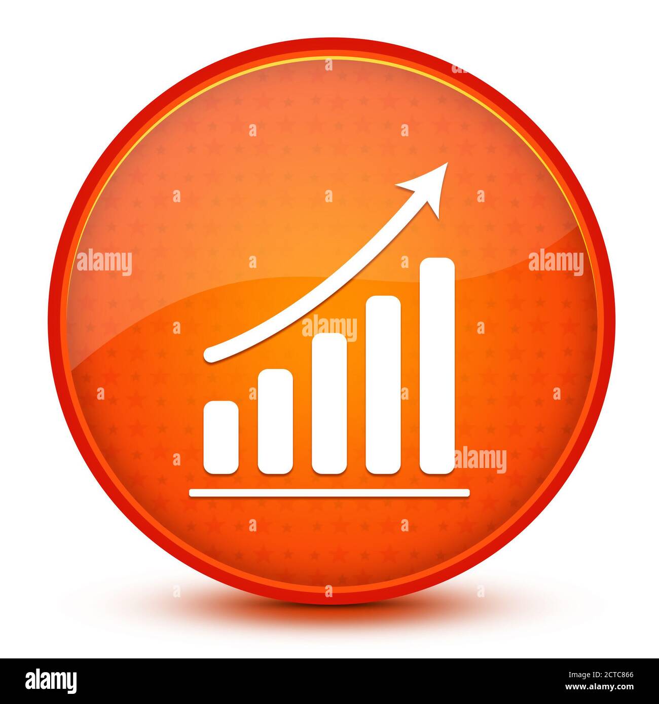 Statistics aesthetic glossy orange round button abstract illustration ...