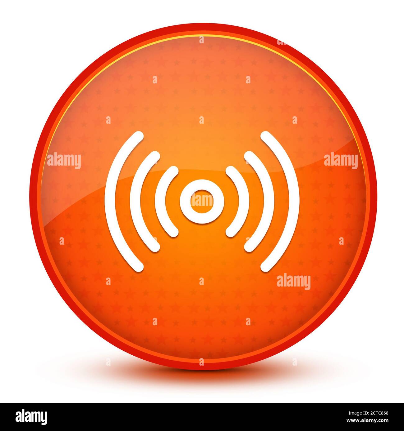 Network signal aesthetic glossy orange round button abstract ...