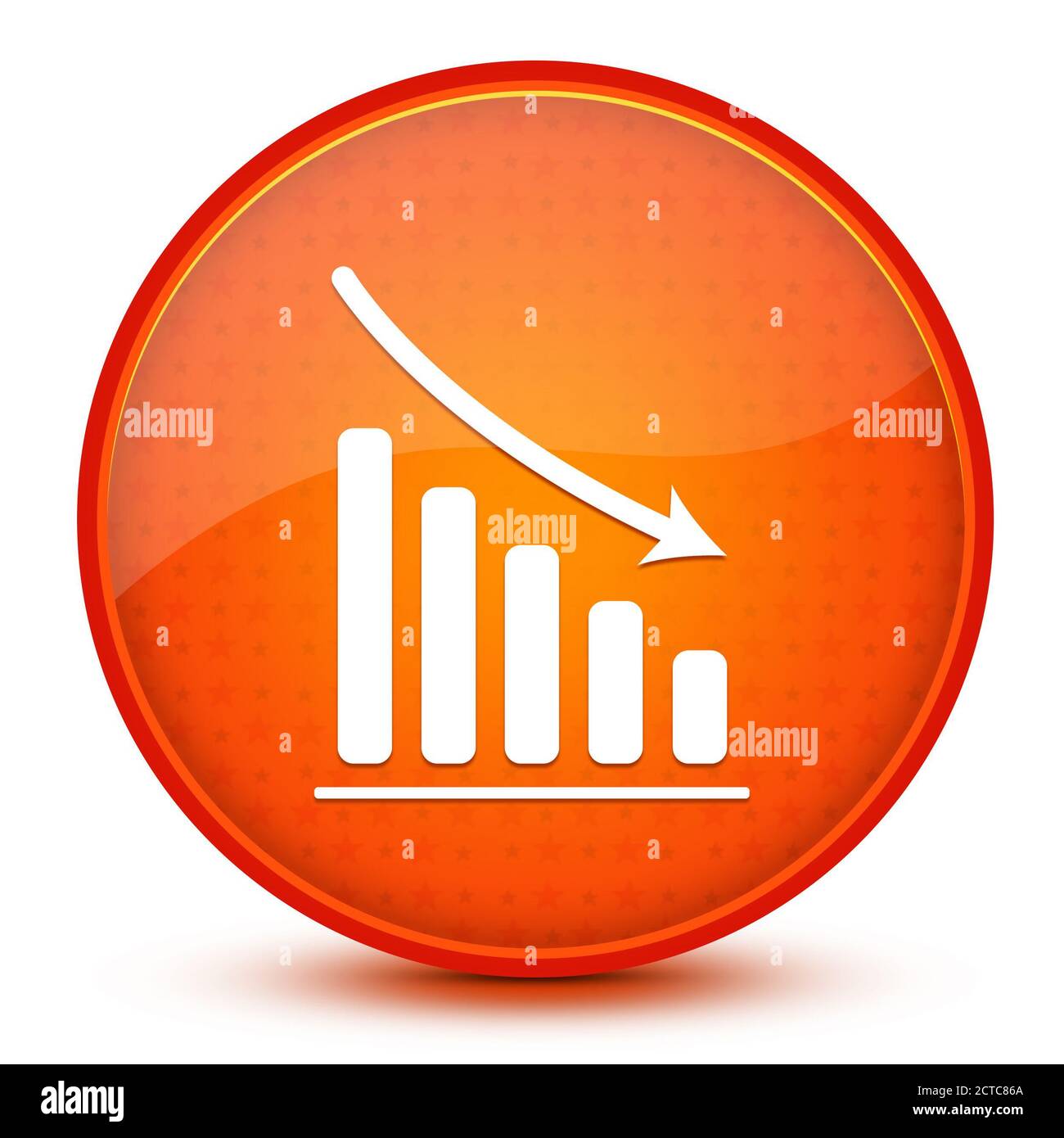 Statistics down aesthetic glossy orange round button abstract ...