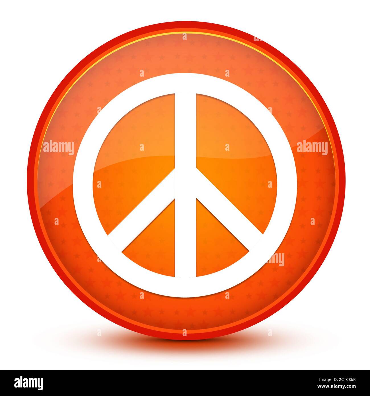 Peace sign aesthetic glossy orange round button abstract illustration ...