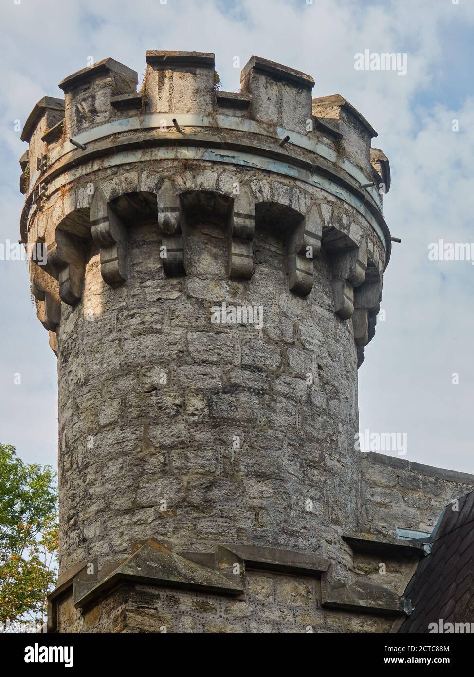 Watchtower at the corner of a medieval gothic german castle Stock Photo ...