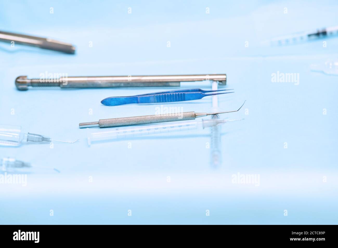 Surgery tools. Operation room inside. Blue color Stock Photo - Alamy