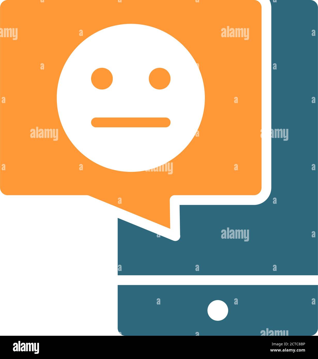 Smartphone with neutral face colored icon. Client unsatisfaction, not ...