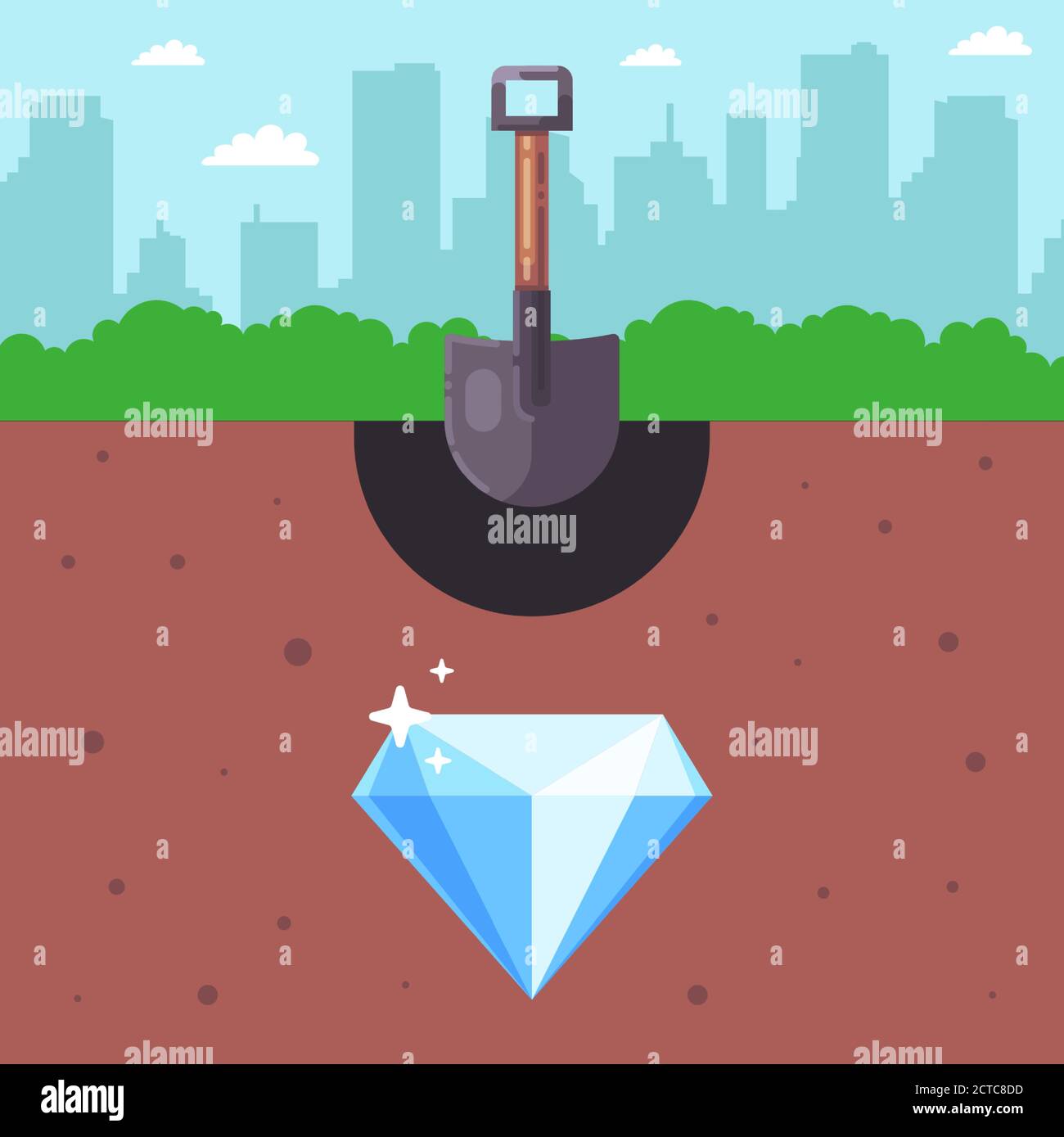 look for treasures underground. buried diamond. extract valuable ...