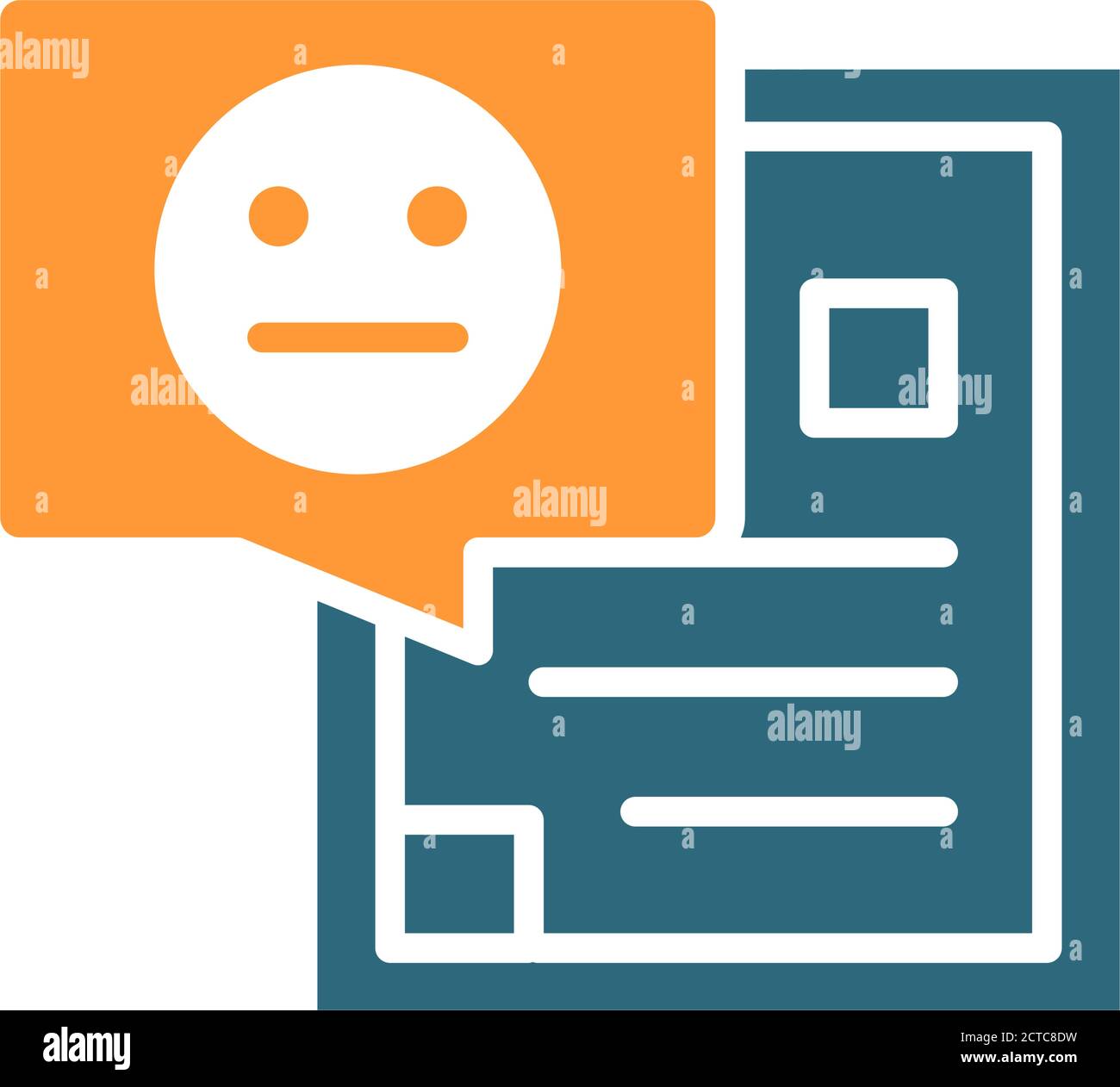 Document with neutral face colored icon. Profile with negative feedback ...